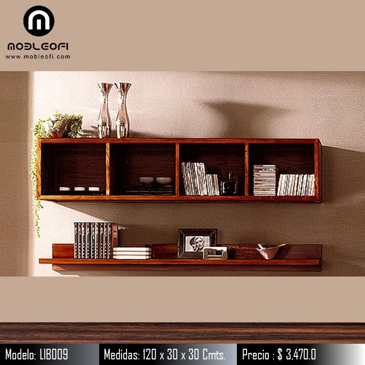 ID: LIB009, Librero con repisa flotante - MOBLEOFI